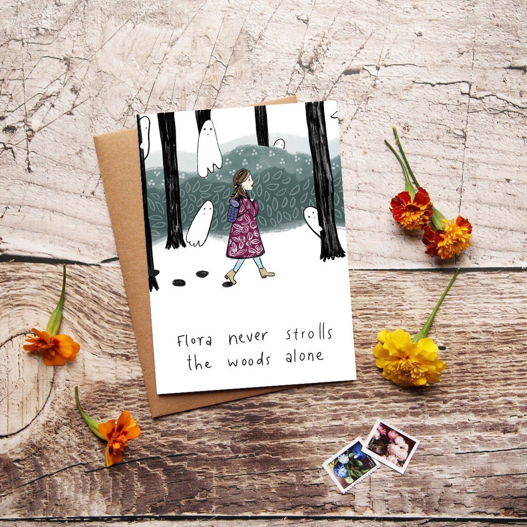 Flora and the Ghosts, Happy Halloween Card, Folktale, Storytelling, Spooky, Folk Art, Late ...