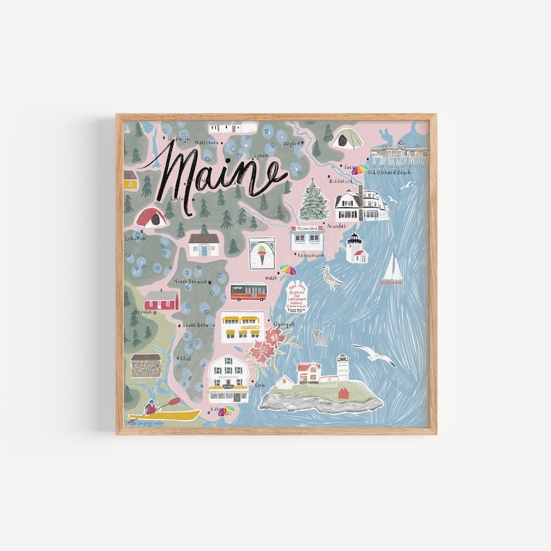 Maine Map Art - Etsy