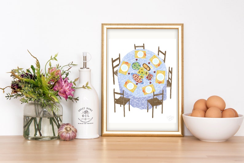 Kitchen Illustration Print Kitchen Wall Art Dining Room Wall | Etsy