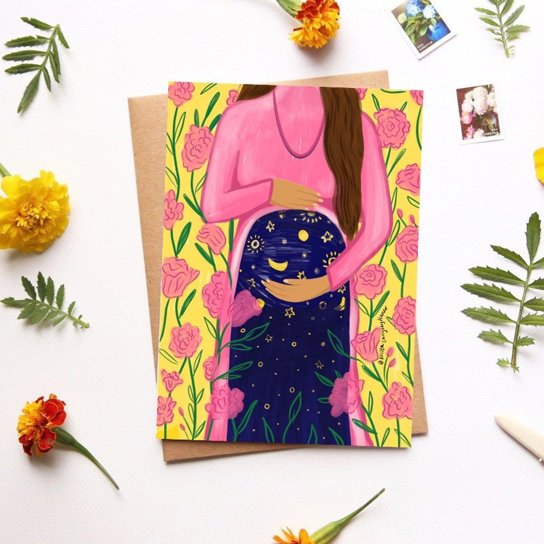 Beautiful Pregnant Mama Card, Congratulations New Baby Card, Gift for ...