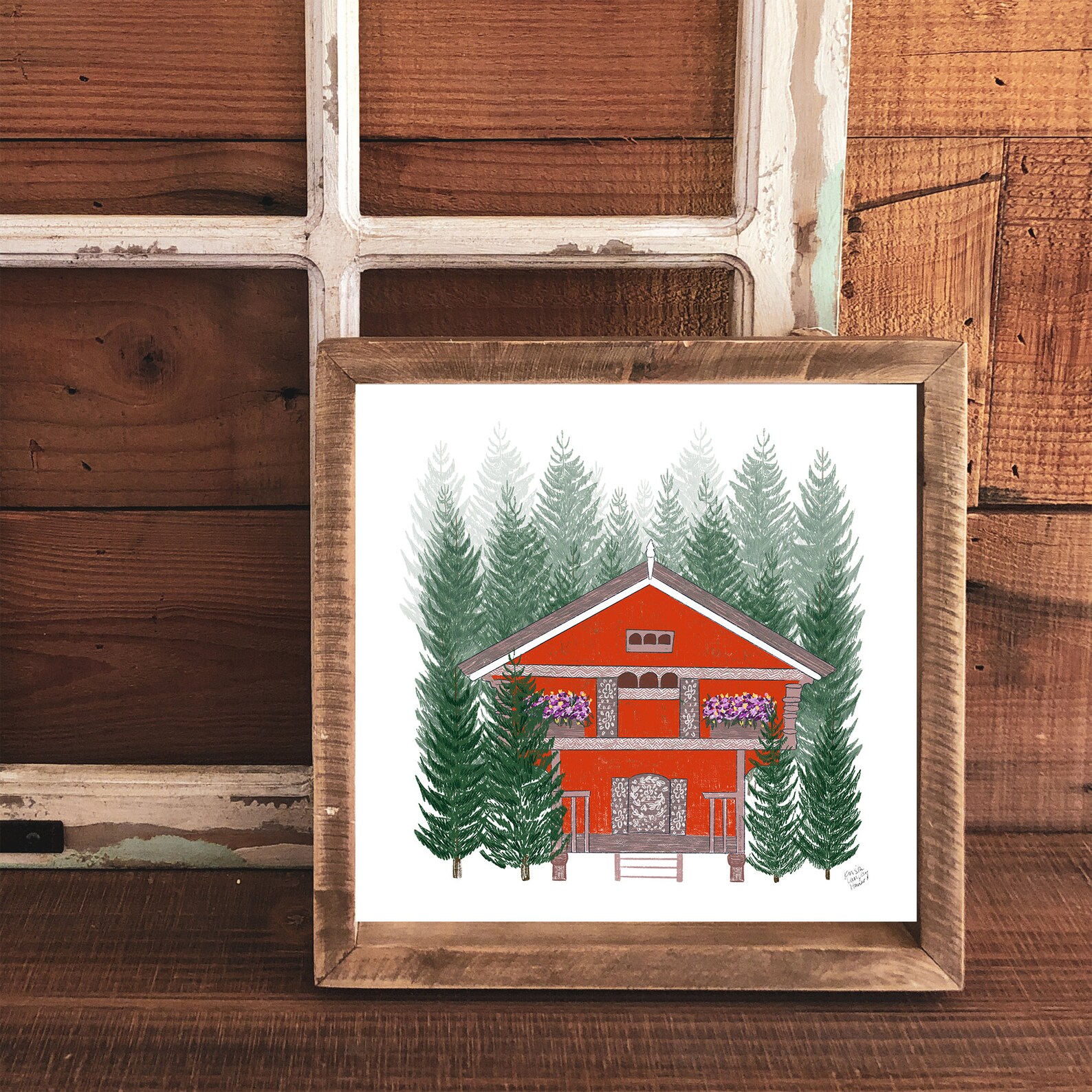 Norwegian Stabbur in Woods, Nordic Illustration, Scandinavian Art Print ...