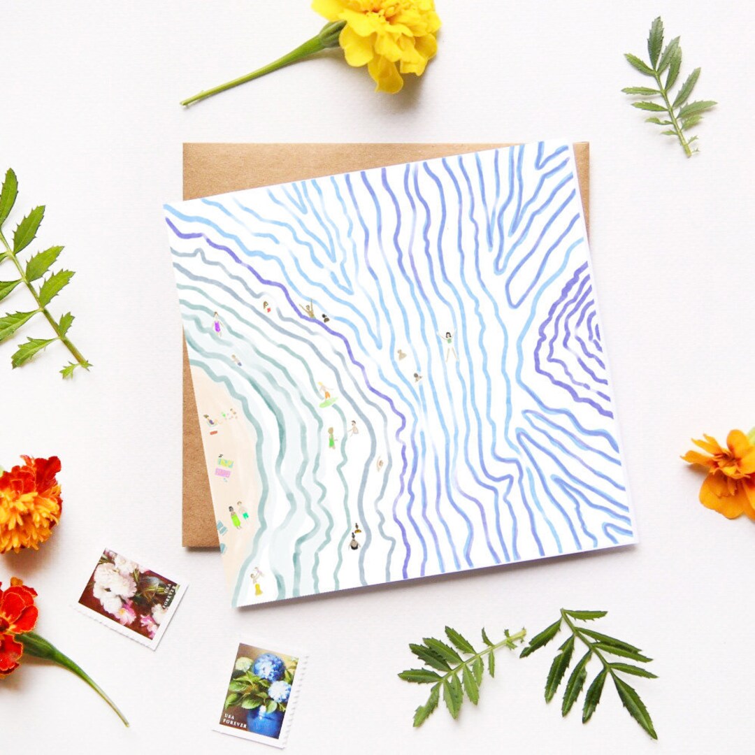 Beach Day Card, Happy Summer Vacation, Have a Nice Trip Card, Nautical ...