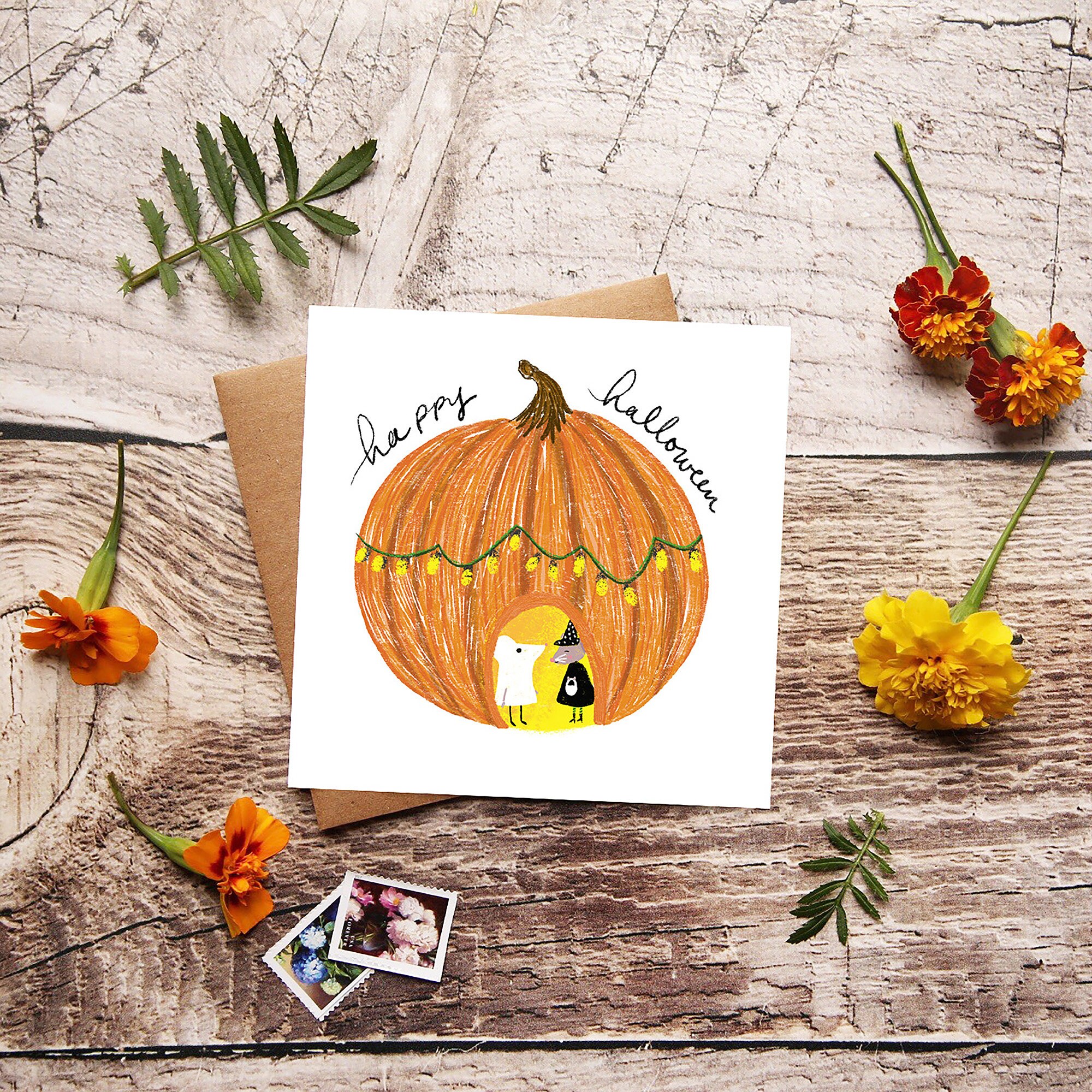 Happy Halloween Card, Trick or Treat, Pumpkin Illustration, Spooky ...