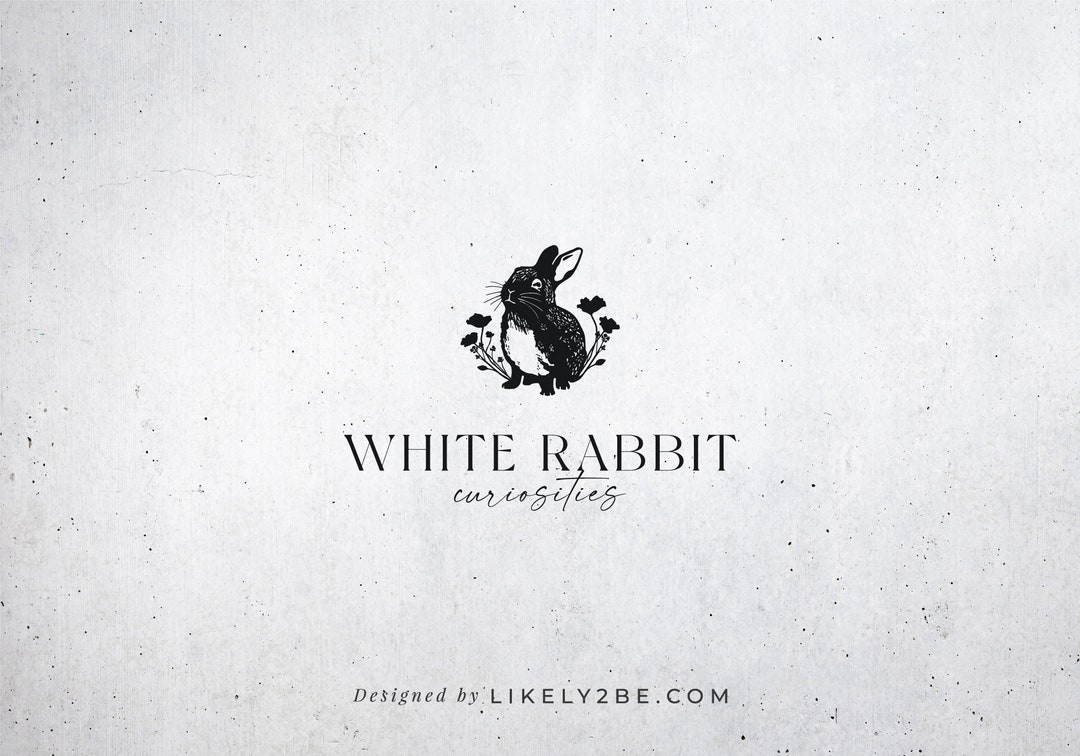 Cute Rabbit Logo in Signature Hand Drawn Style With Floral - Etsy