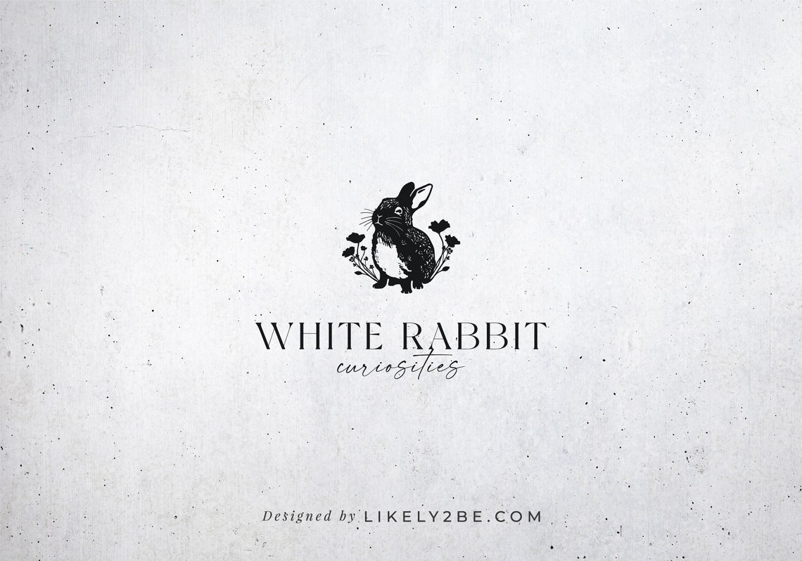 Cute Rabbit Logo in Signature Hand Drawn Style With Floral - Etsy