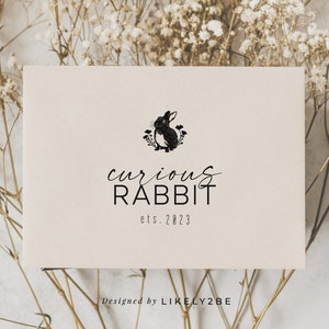 Cute Rabbit Logo in Signature Hand Drawn Style With Floral Motive for ...