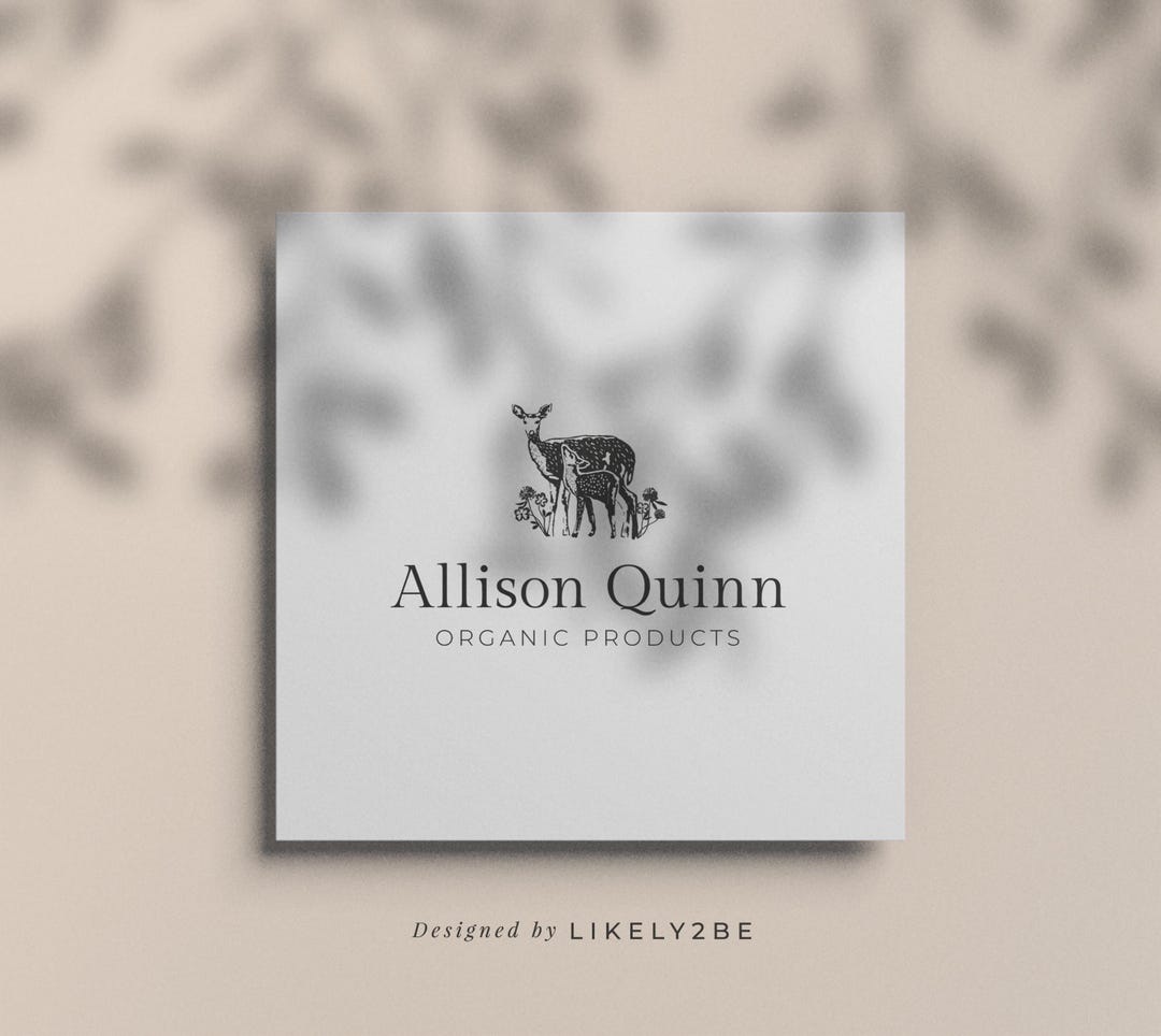 Deer and Fawn Logo Design: Handcrafted Botanical Branding (digital ...