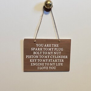 You Are the Spark Plug Bolt to My Nut. Wood, Hanging, Hand Painted ...