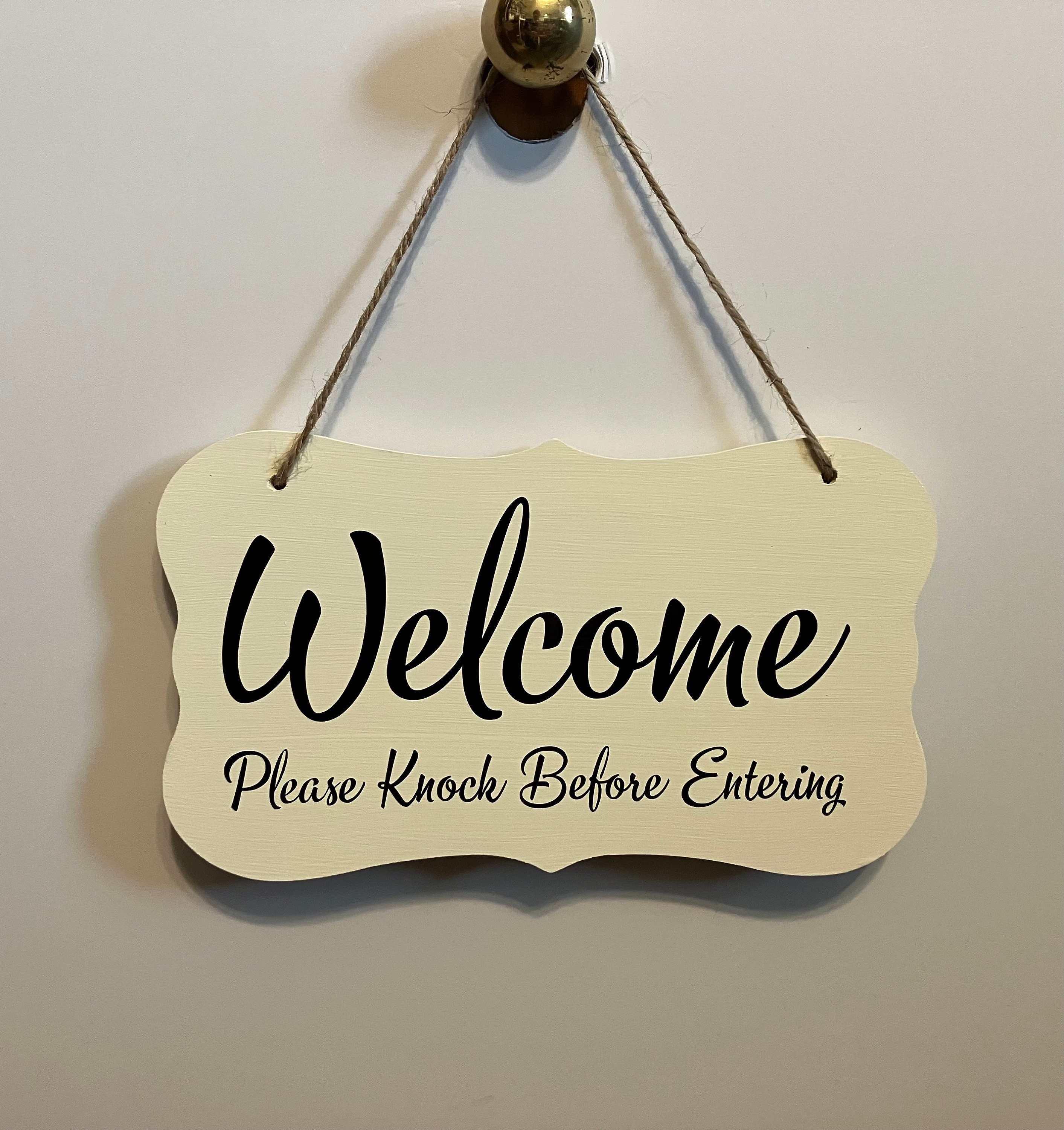 Welcome Please Knock Before Entering. Wood Hand Painted - Etsy