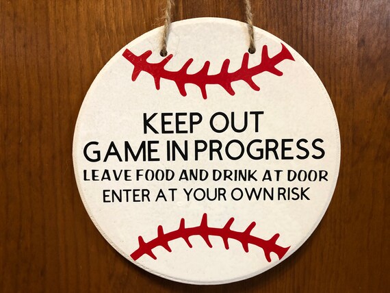 Baseball Keep out game in progress Wood Hanging Sign Hand | Etsy