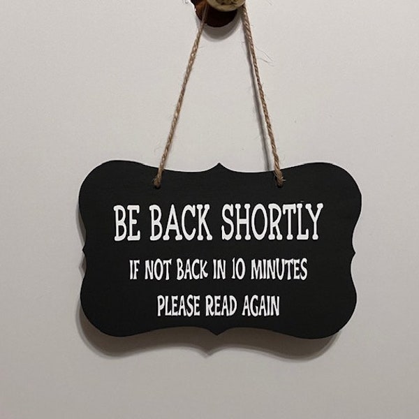 Back in Minutes Sign - Etsy