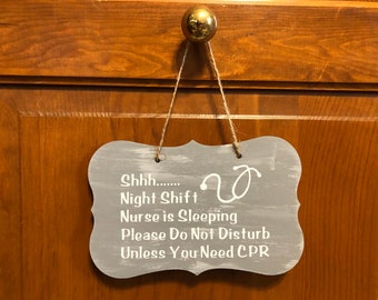 Night Shift Nurse Sleeping Do Not Disturb. Wood Hand Painted | Etsy