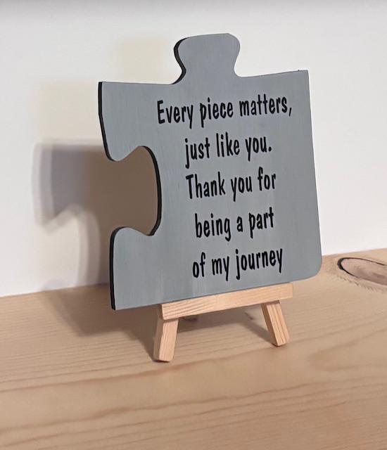 Every Piece Matters, Wood, Puzzle Piece, Hand Painted, Vinyl Lettering ...