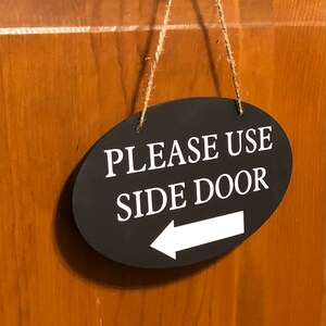 Please Use Side Door With Arrow. Wood, Hand Painted, Vinyl Lettering ...