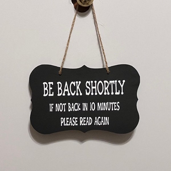 Back in Minutes Sign - Etsy
