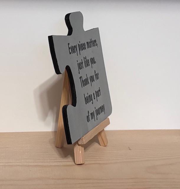Every Piece Matters, Wood, Puzzle Piece, Hand Painted, Vinyl Lettering ...
