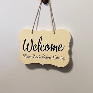 Welcome Please Knock Before Entering. Wood, Hand Painted, Vinyl ...