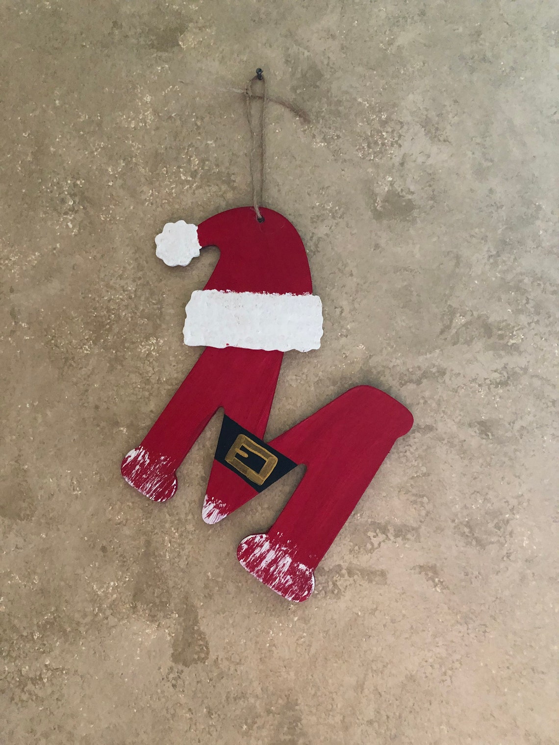 Personalized Santa Letter M. Wood Hanging Letter M Ornament - Etsy