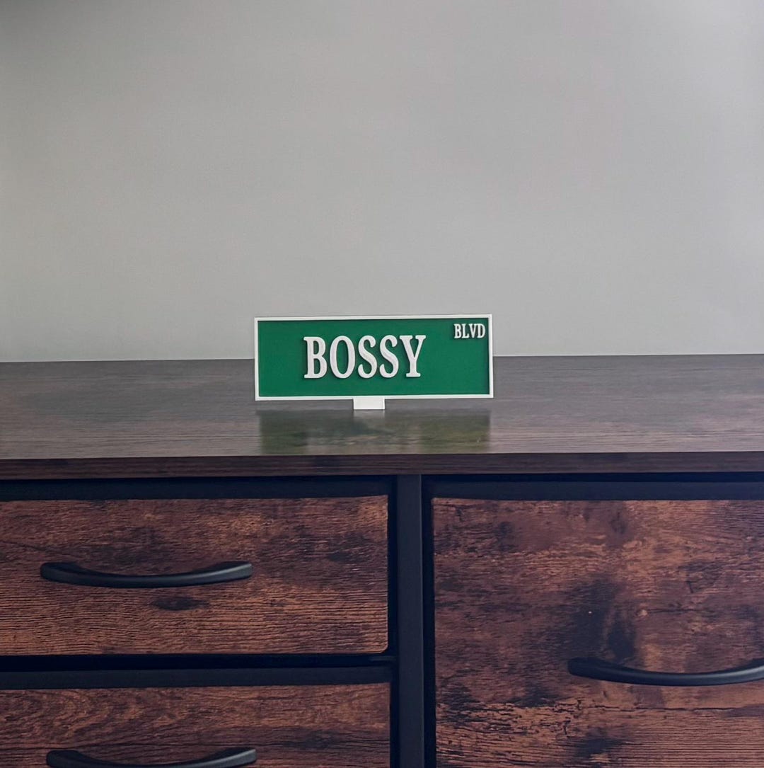 Bossy Blvd Mini Street Sign 3D Printed Funny Desk Sign Office Decor ...