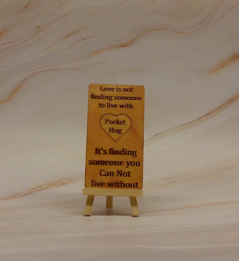 Pocket Hug. Small Picture Frame, Wood, Stained, Laser Cut Lettering ...