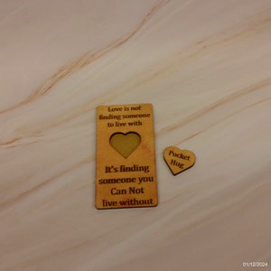 Pocket Hug. Small Picture Frame, Wood, Stained, Laser Cut Lettering ...