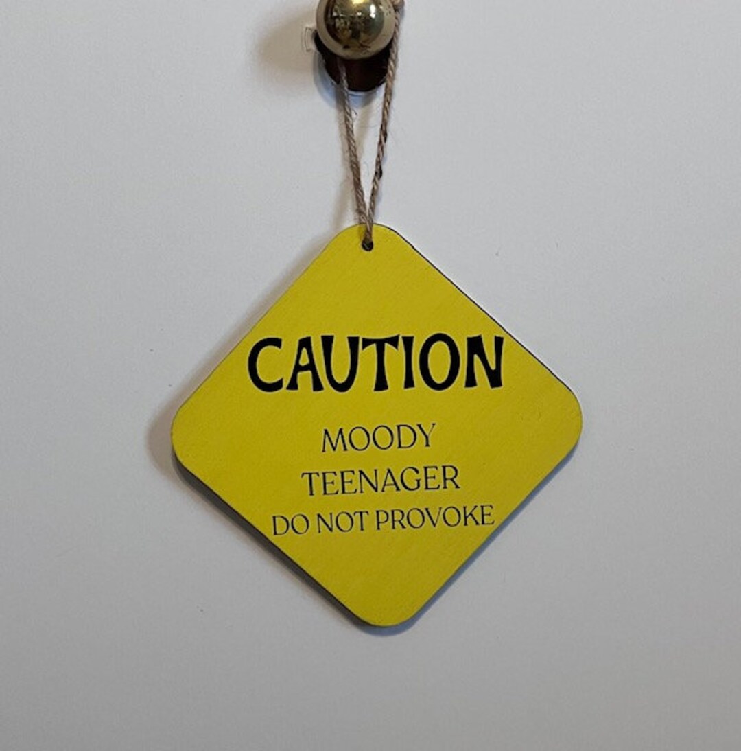 Caution MOODY TEENAGER Do Not Provoke. Wood, Hand Painted, Vinyl ...