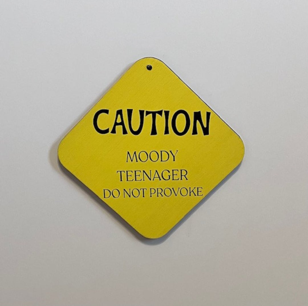 Caution MOODY TEENAGER Do Not Provoke. Wood, Hand Painted, Vinyl ...