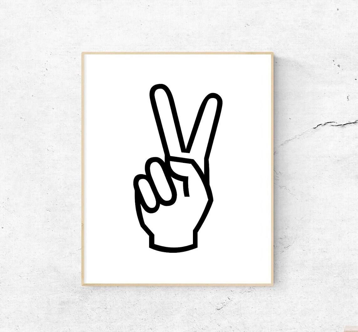 Peace Sign Printable Art - Digital Art Print - Black and White Modern ...