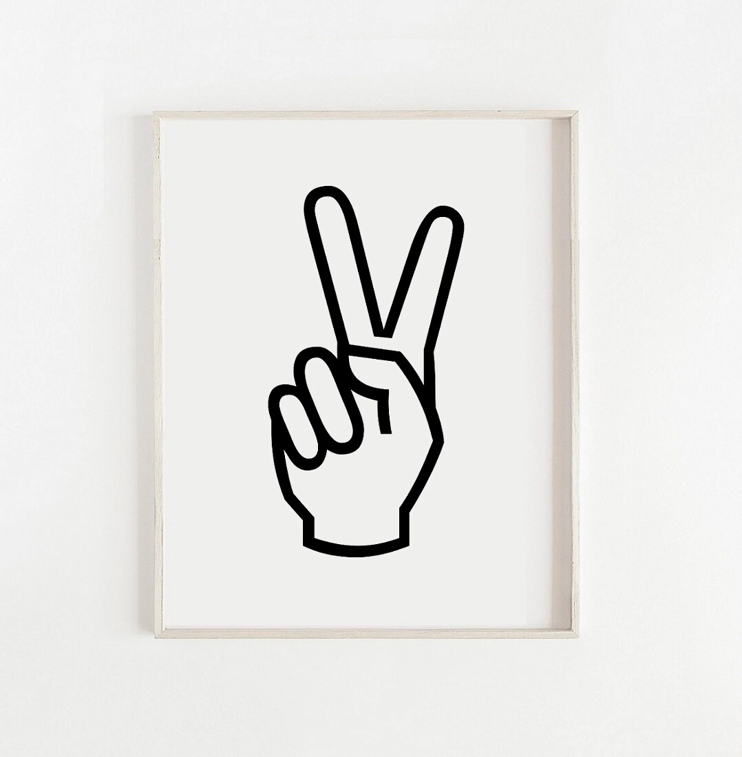 Peace Sign Printable Art - Digital Art Print - Black and White Modern ...