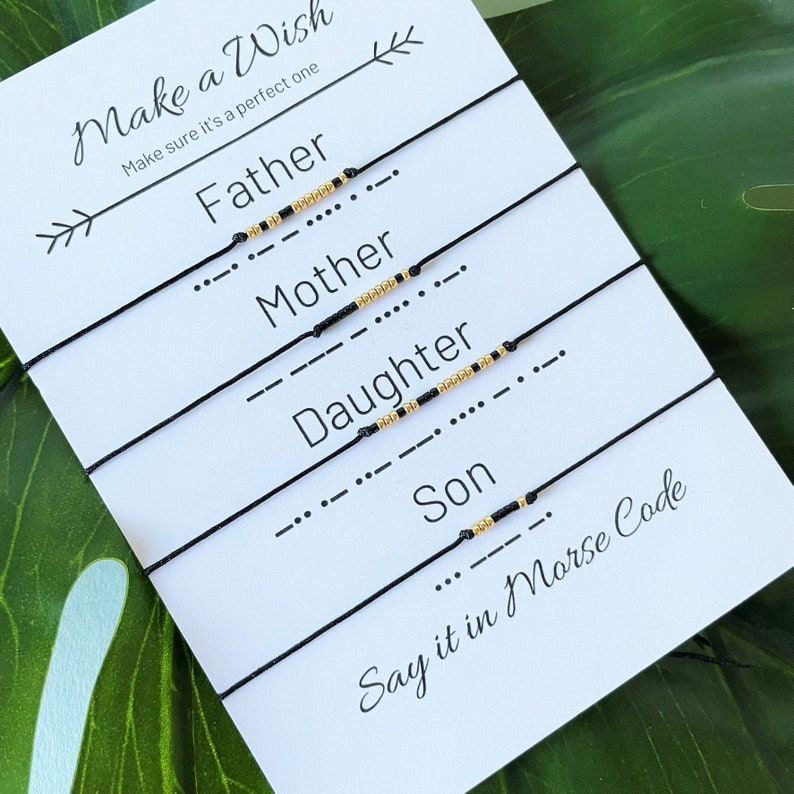 Father Mother Daughter Son Morse Code Bracelet Family Morse - Etsy