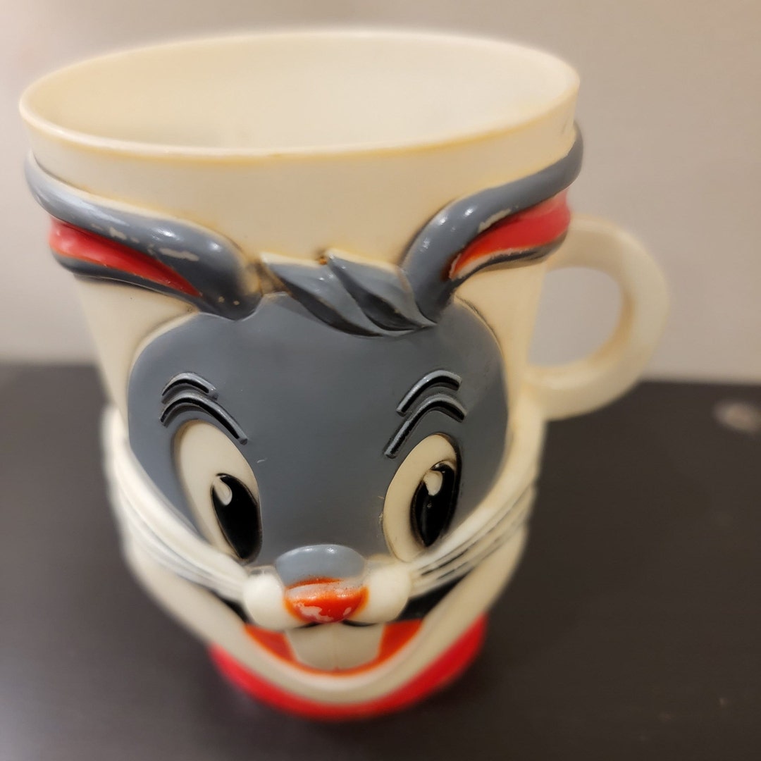 Bugs Bunny Cup, 1960's Vintage Looney Tunes Cartoon Rabbit Head Plastic ...
