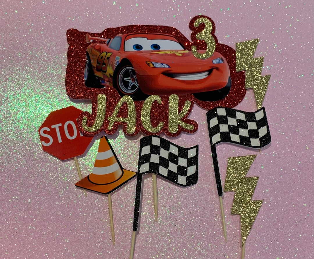 Cars Theme Cake Topper, Cars Cake Topper, Personalised Cars Cake Topper ...