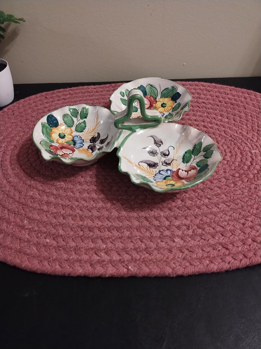 Beautiful Vintage Handpainted Italian Relish Tray - Etsy