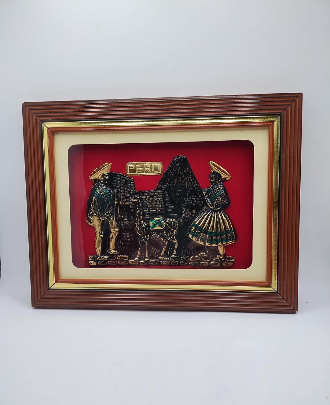 Vintage Peruvian Metal Artwork in Shadow Box Frame - Etsy