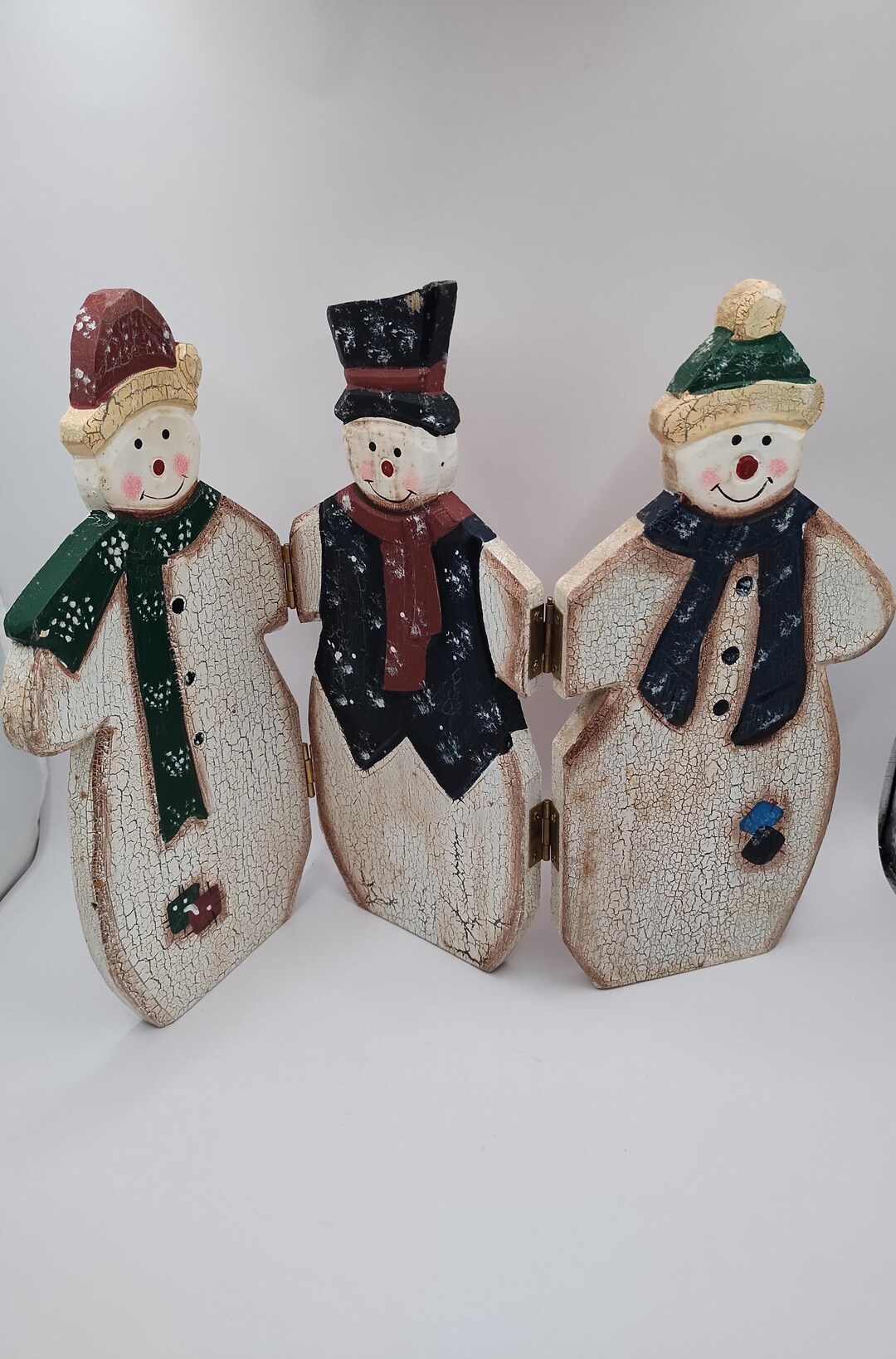 Wood Folding Snowmen Trio - Etsy