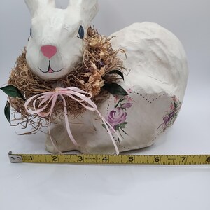 Papier Mache Bunny With Dried Floral Collar - Etsy