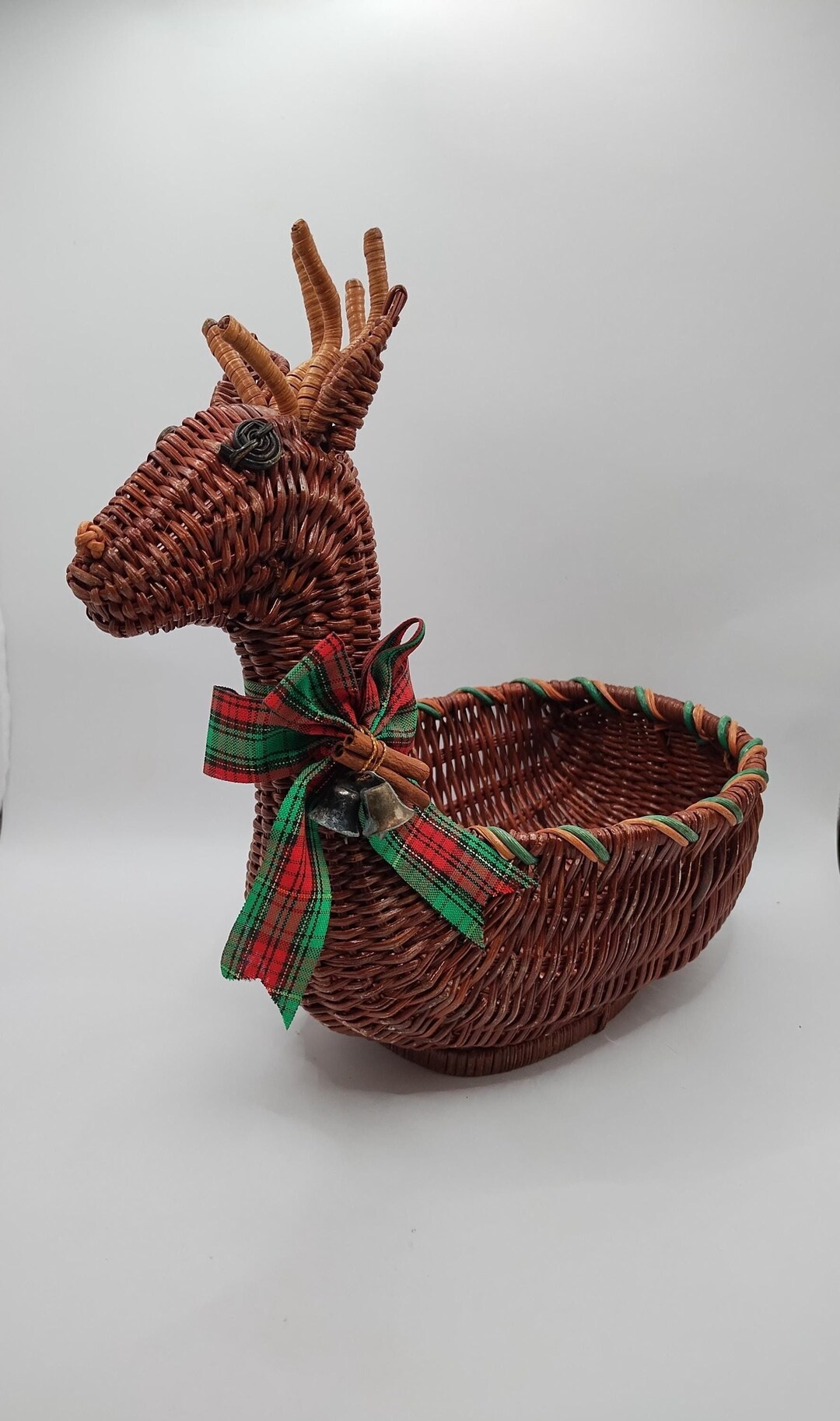 Vintage Wicker Reindeer Basket - Etsy