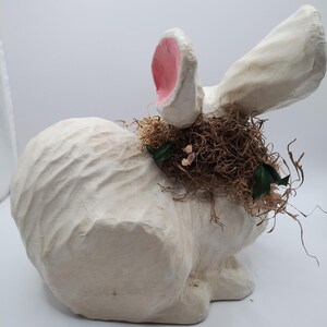 Papier Mache Bunny With Dried Floral Collar - Etsy