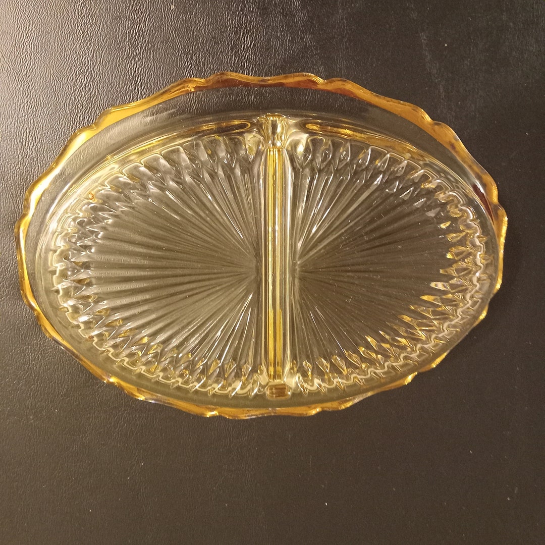 Vintage Divided Gold Trimmed Glass Relish Dish - Etsy