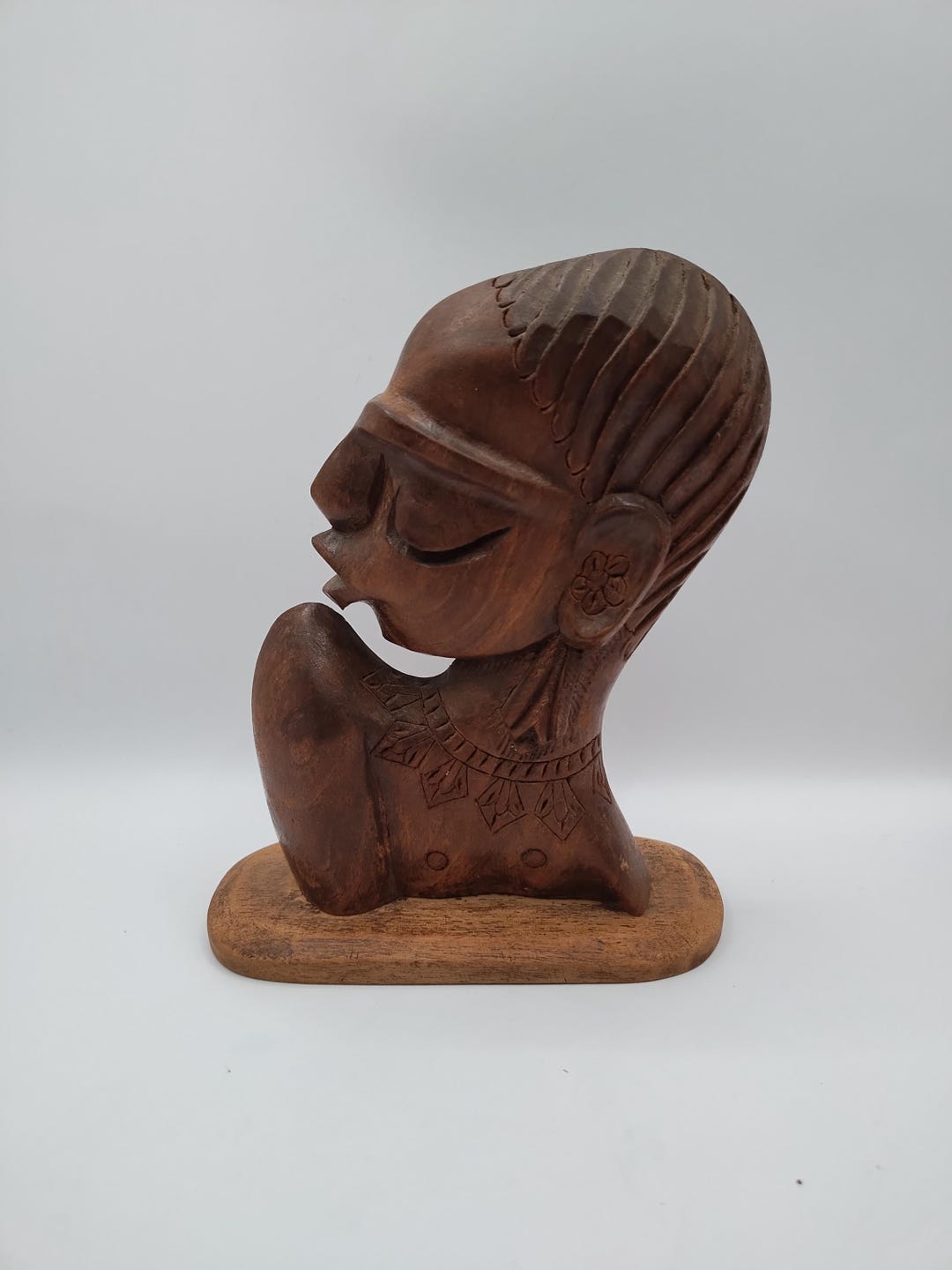 Vintage African Wooden Head/bust Art - Mid Century - Etsy