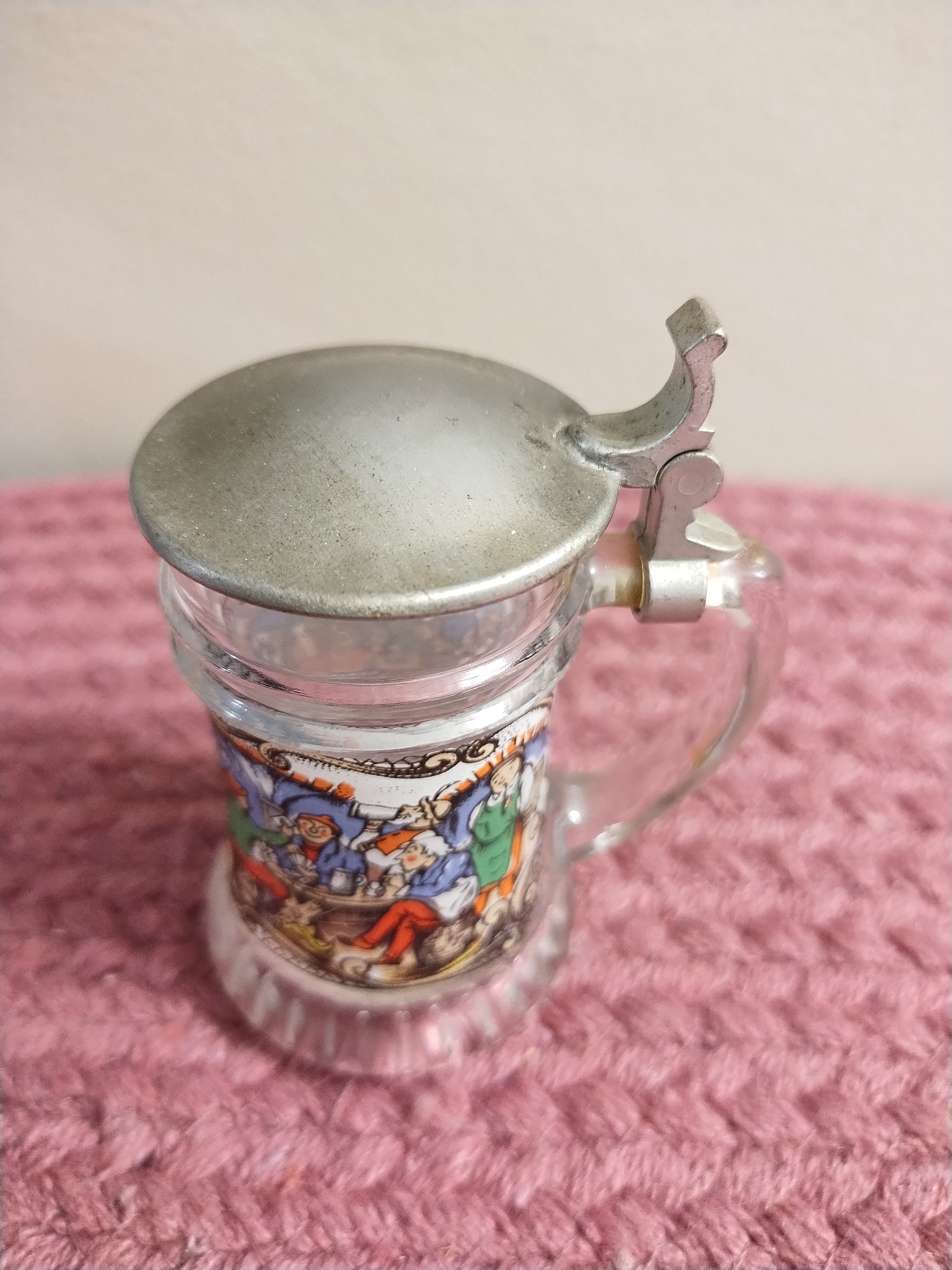 Vintage BMF Scnapskrugerl Glass Mini German Stein With Pewter Lid - Etsy