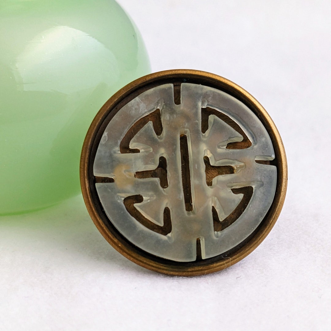 Jan Michaels San Francisco Jade Ring Vintage Signed Brass Jade Ring ...
