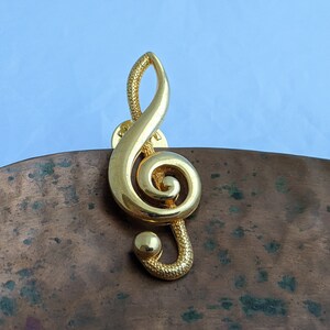 Vintage JJ Treble Clef Lapel Pin Gold Tone G Clef Musical Notation Pin ...