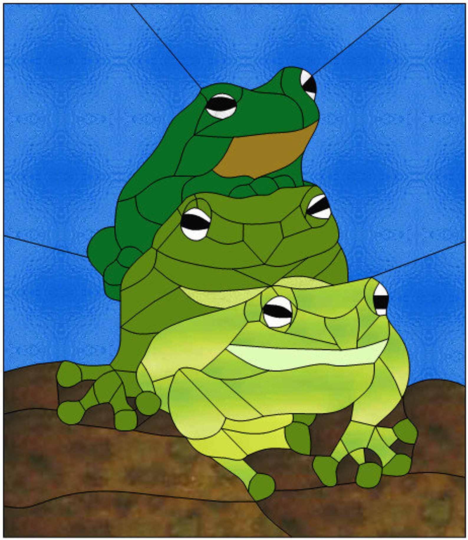 Frog Stack Stained Glass Pattern - Etsy
