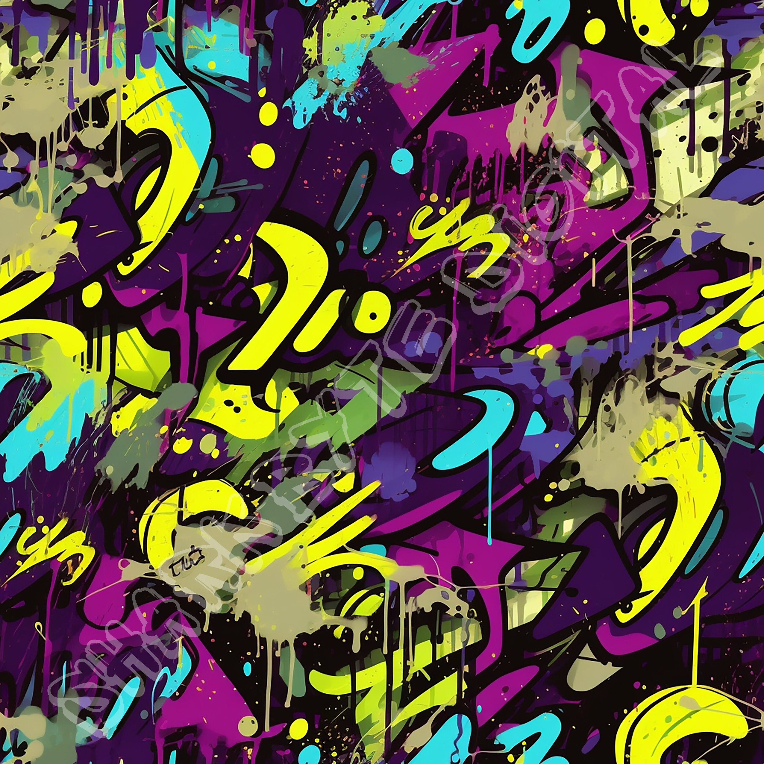 10 Graffiti Art Digital Paper Bundle High-resolution Seamless Pattern ...
