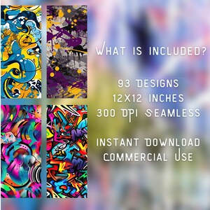 90+ Graffiti Art Digital Paper Bundle High-resolution Seamless Pattern ...