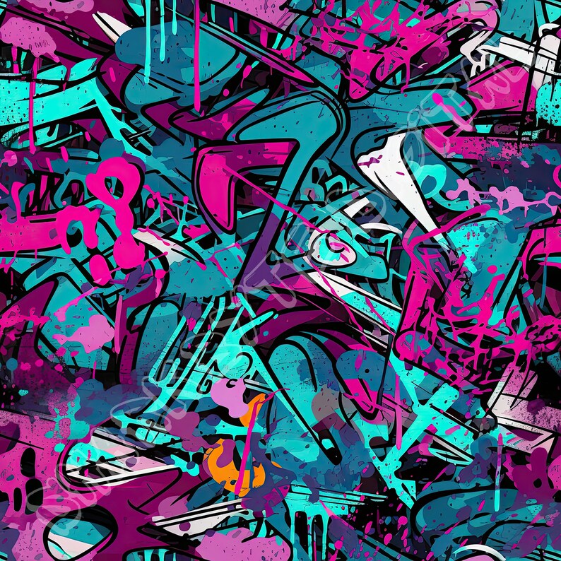 10 Graffiti Art Digital Paper Bundle High-resolution Seamless Pattern ...