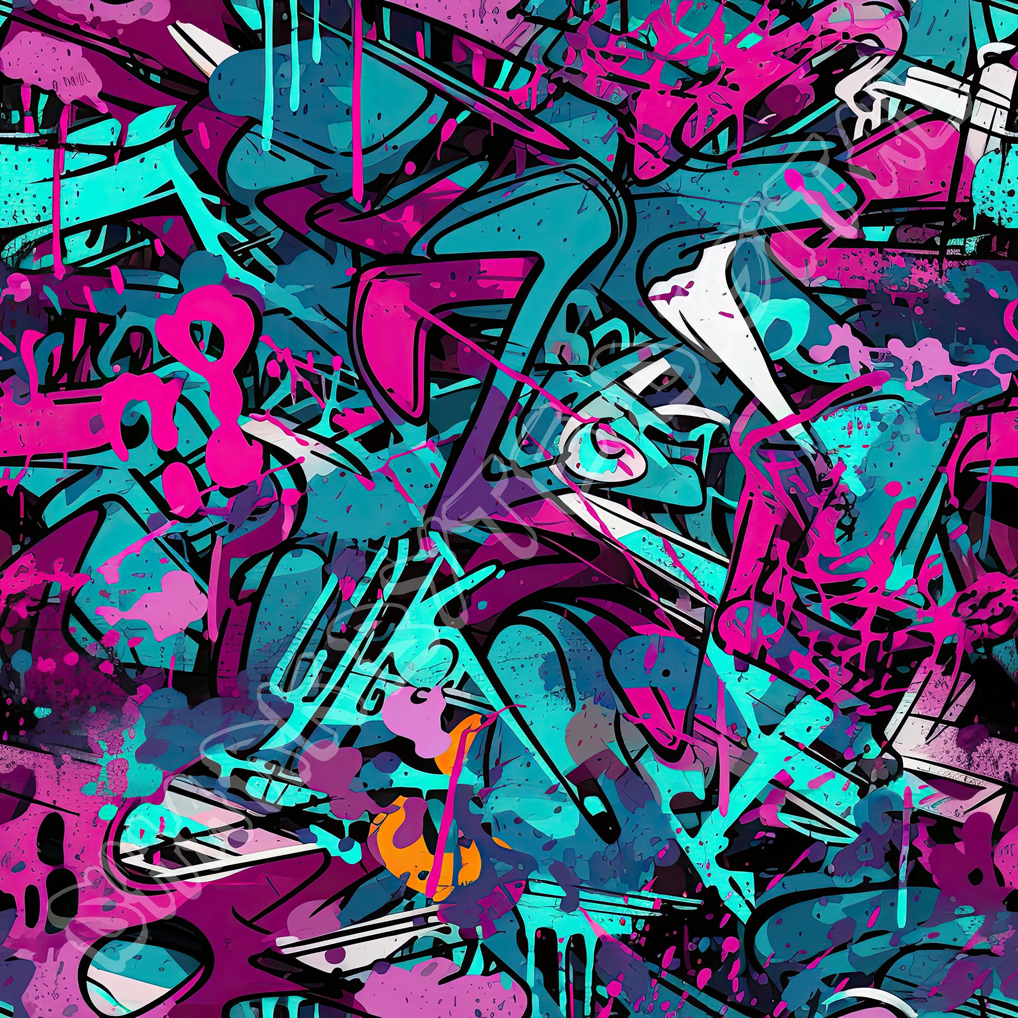 10 Graffiti Art Digital Paper Bundle High-resolution Seamless Pattern ...