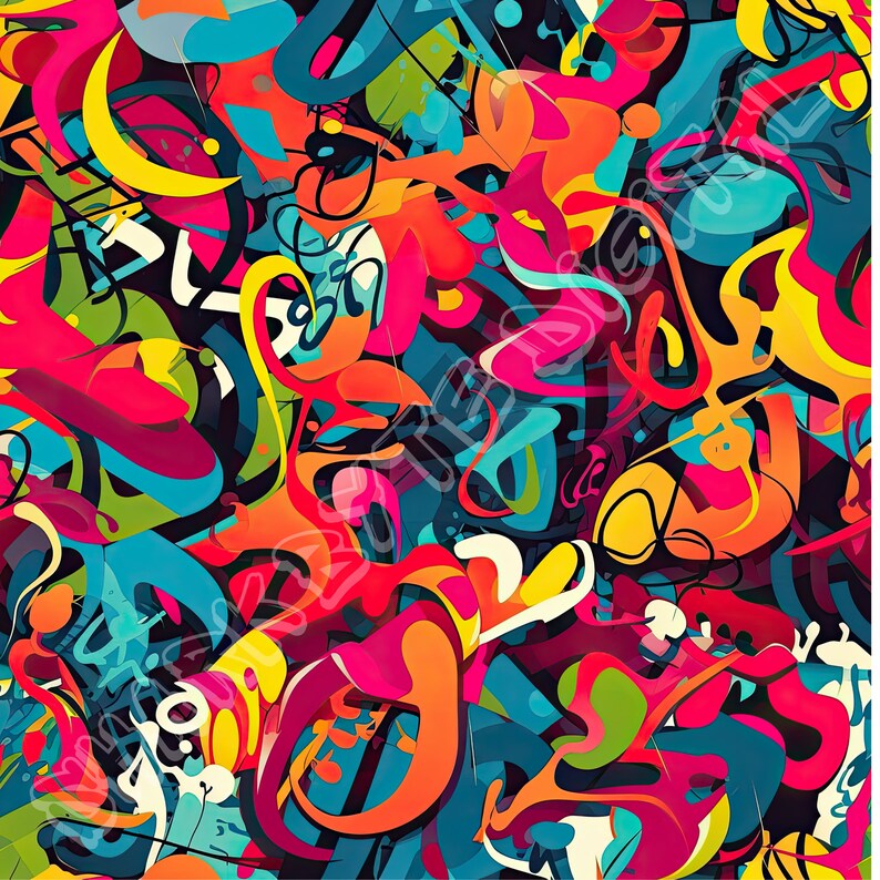 10 Graffiti Art Digital Paper Bundle High-resolution Seamless Pattern ...