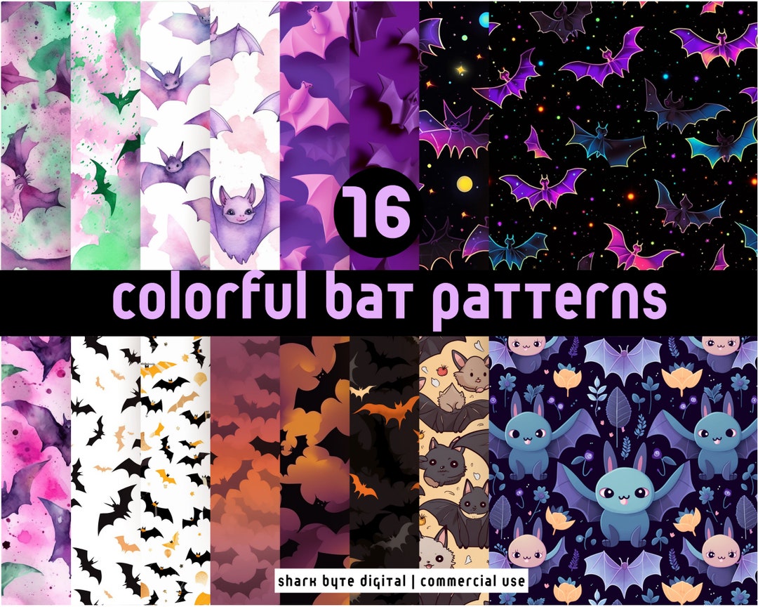 Rainbow Wings of the Night: Colorful Bats Digital Paper Pack - Etsy